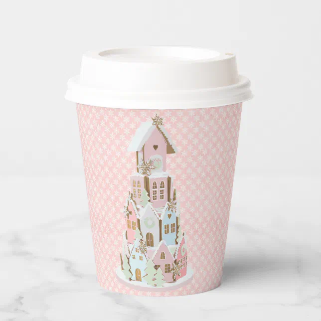 Pastel Gingerbread Castle Sugar Cake Paper Cups | Zazzle