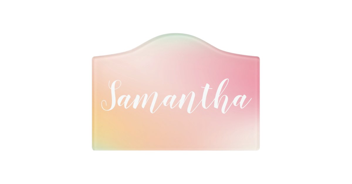 Pastel Girly Pink Gradient Ombre Kids Room Door Sign | Zazzle