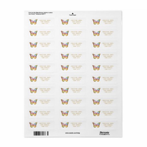 pastel glitter butterfly label | Zazzle