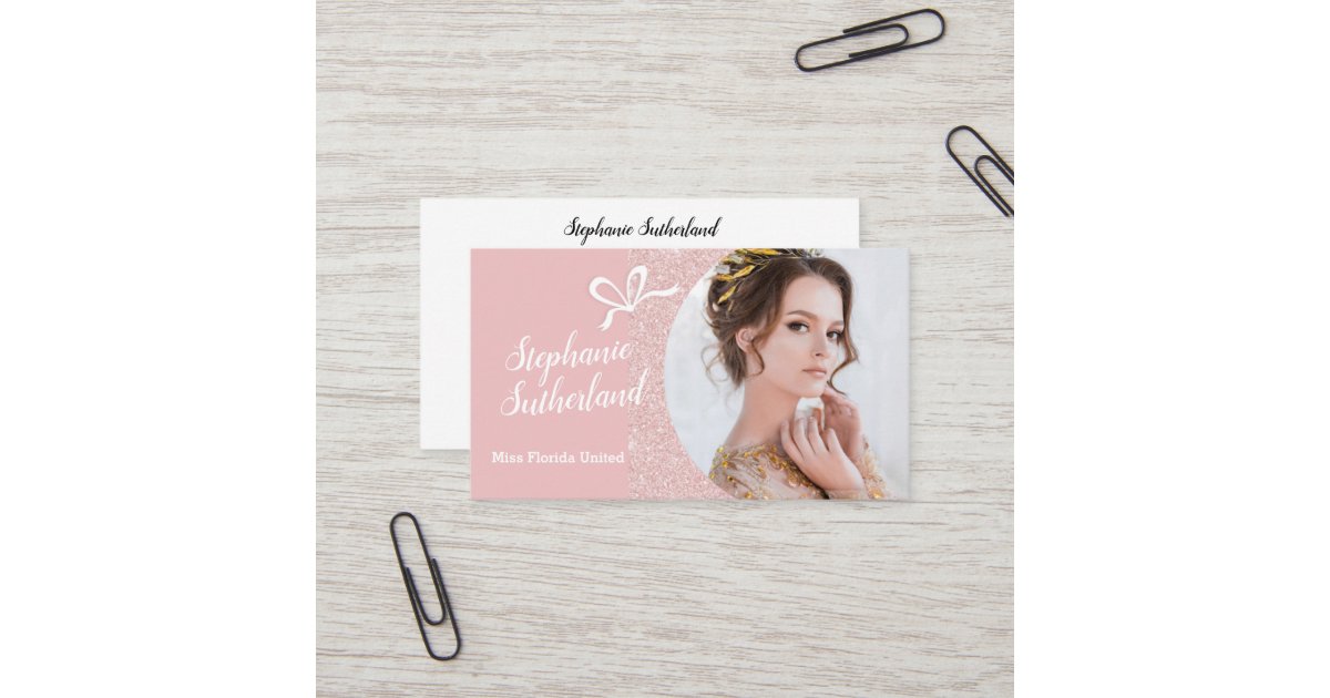 Pastel Glitter Pageant Business Card | Zazzle
