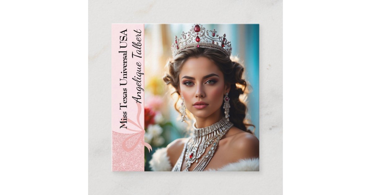 Pastel Glitter Pageant Calling Card | QR Code | Zazzle