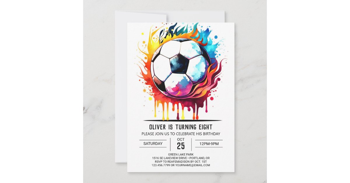 Pastel Goal Online Kids Birthday Invitation | Zazzle