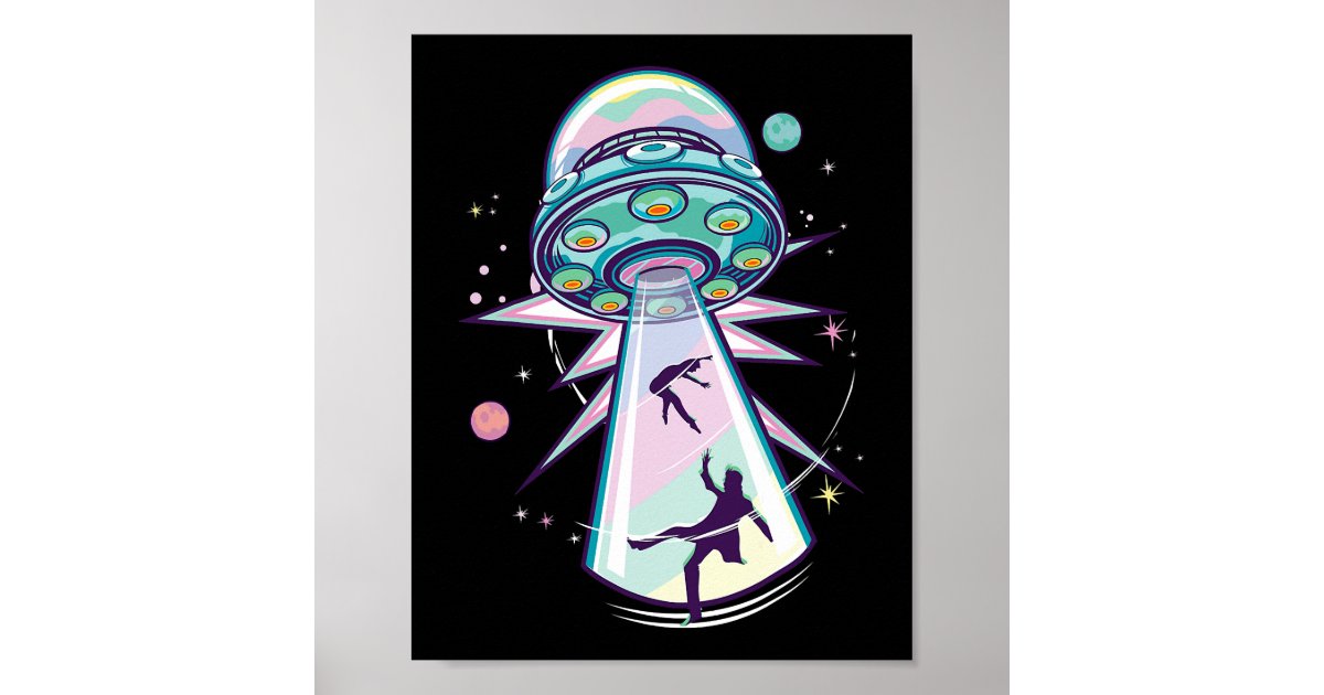 Pastel Goth Alien Abduction Aesthetic Spaceship Nu Poster | Zazzle