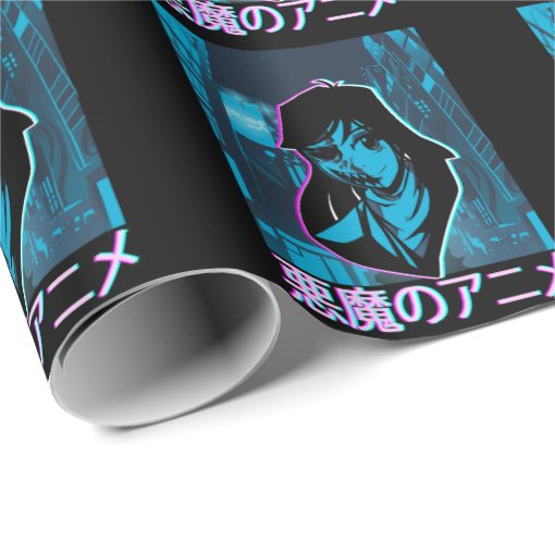 Pastel Goth Manga Vaporwave Girl Creepy Anime Wrapping Paper | Zazzle