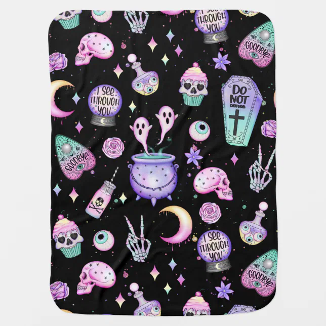 pastel goth pattern dark baby blanket | Zazzle