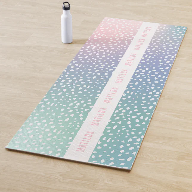 Pastel gradient + spot with stripe personalized yoga mat | Zazzle