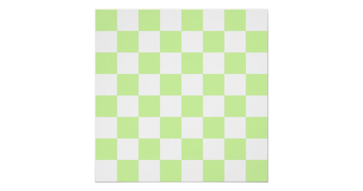 Pastel Green Checkered Gingham Pattern Poster | Zazzle