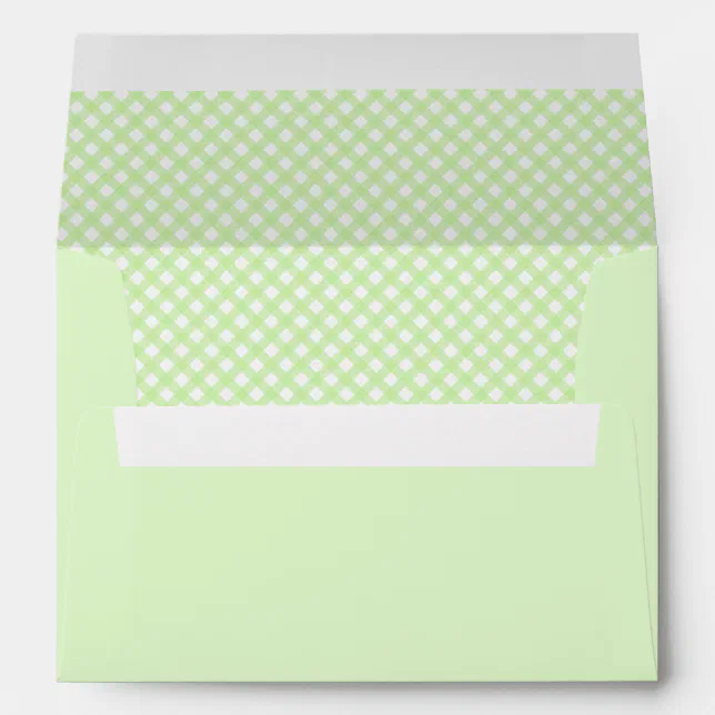 Pastel Green Gingham Pattern Envelopes | Zazzle