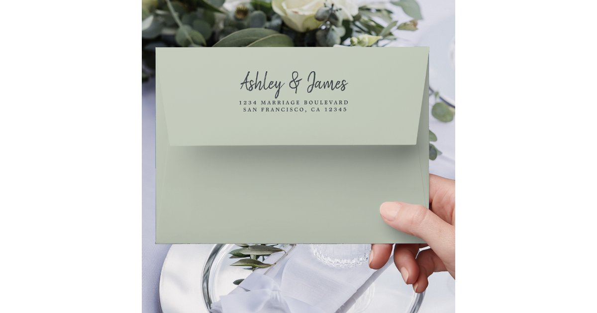 Pastel Green Wedding Return Address Envelope | Zazzle
