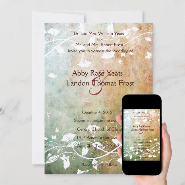 Pastel Grunge Wedding Invitation | Zazzle