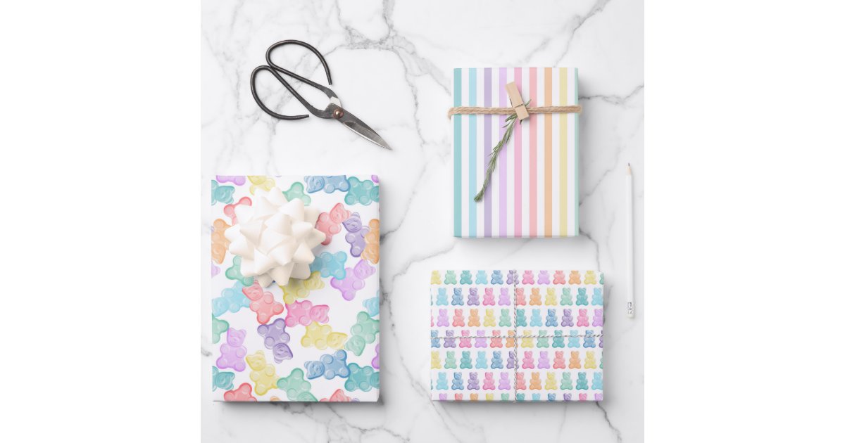 Pastel Gummy Bears Party Wrapping Paper | Zazzle