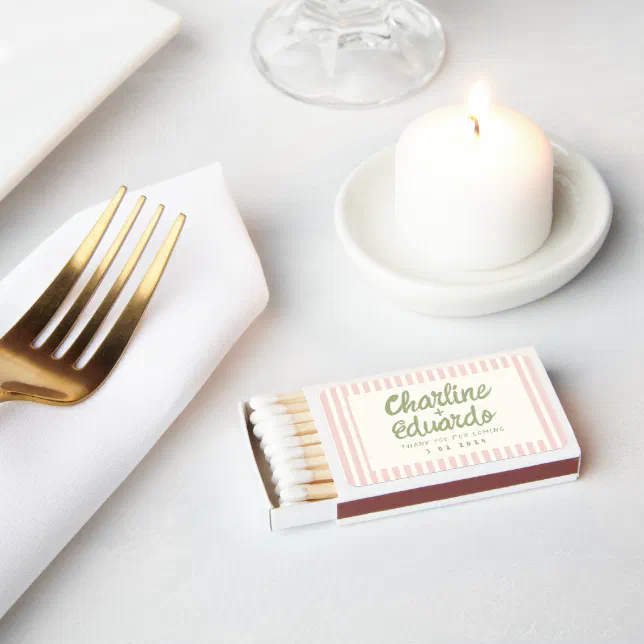 Pastel Handwriting Pink Retro Wedding Matchboxes | Zazzle