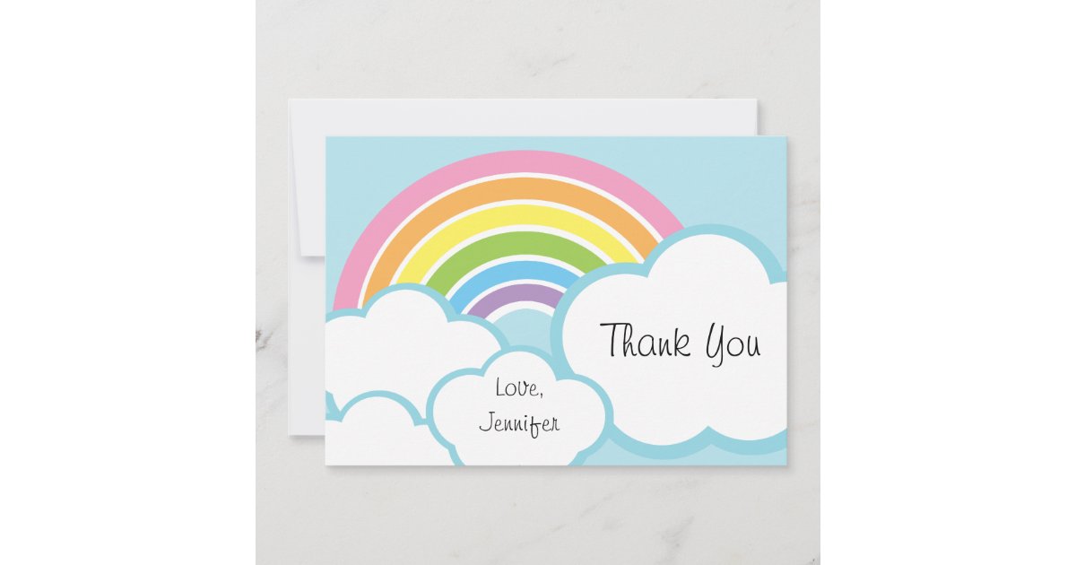 Pastel Happy Little Rainbow Thank You Card | Zazzle