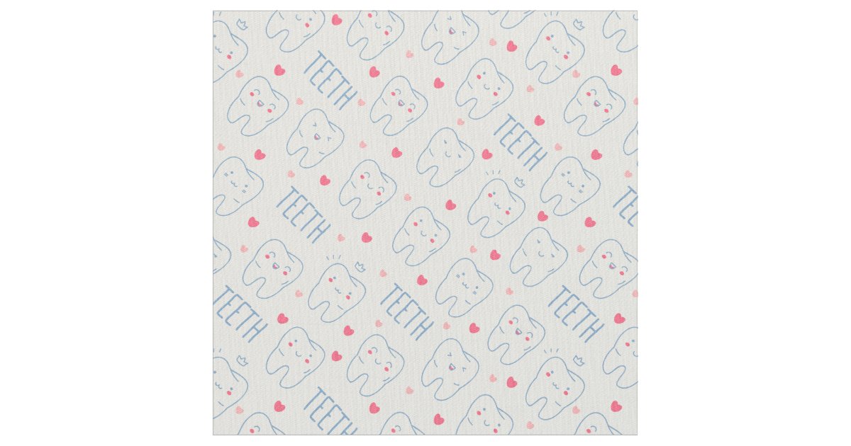 Pastel Happy Teeth Pattern Fabric | Zazzle
