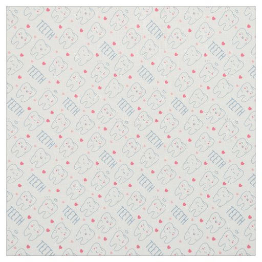 Pastel Happy Teeth Pattern Fabric | Zazzle