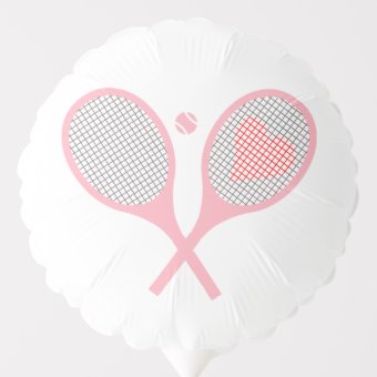 Pastel Heart Tennis Player Racquets Ball Design Balloon | Zazzle