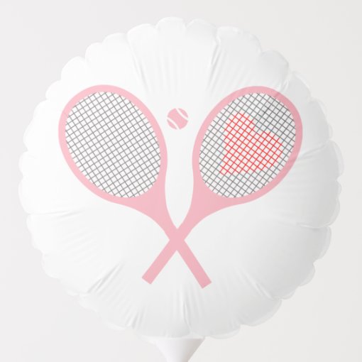 Pastel Heart Tennis Player Racquets Ball Design Balloon | Zazzle