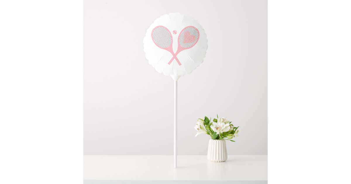 Pastel Heart Tennis Player Racquets Ball Design Balloon | Zazzle