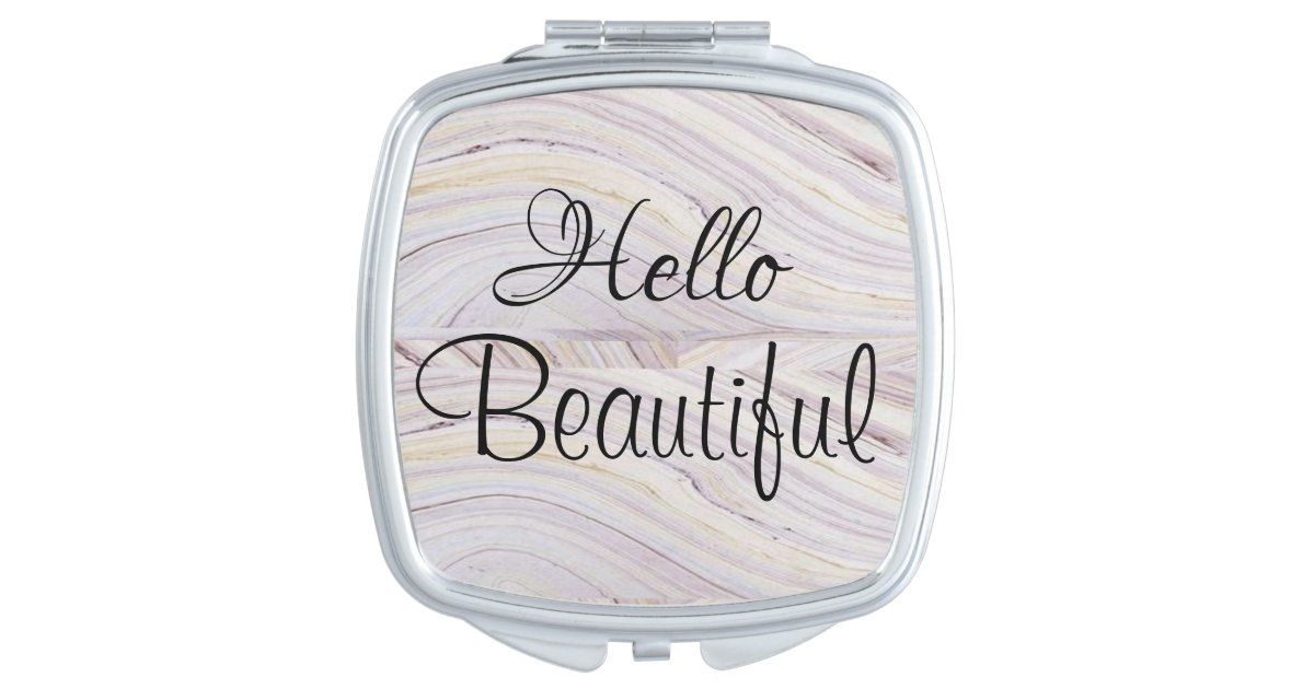 Pastel Hello Beautiful Compact Mirror | Zazzle