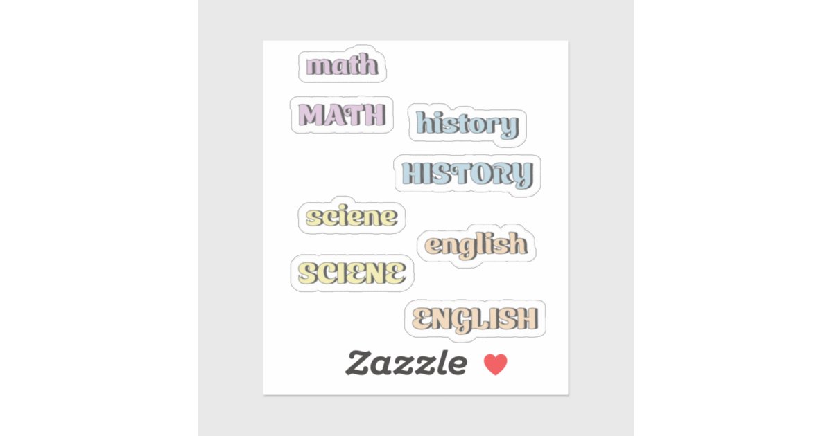 Pastel high School Subjects Sticker | Zazzle