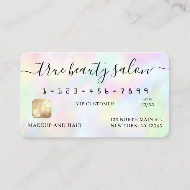 Pastel Holographic Rainbow Signature Credit Card | Zazzle