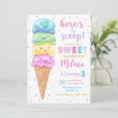 Pastel Ice Cream Here's the Scoop Birthday Invitation | Zazzle