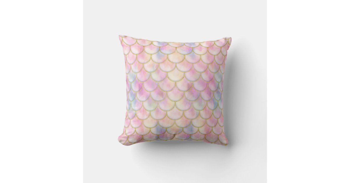 Pastel Iridescent Mermaid Scales Pattern Throw Pillow | Zazzle