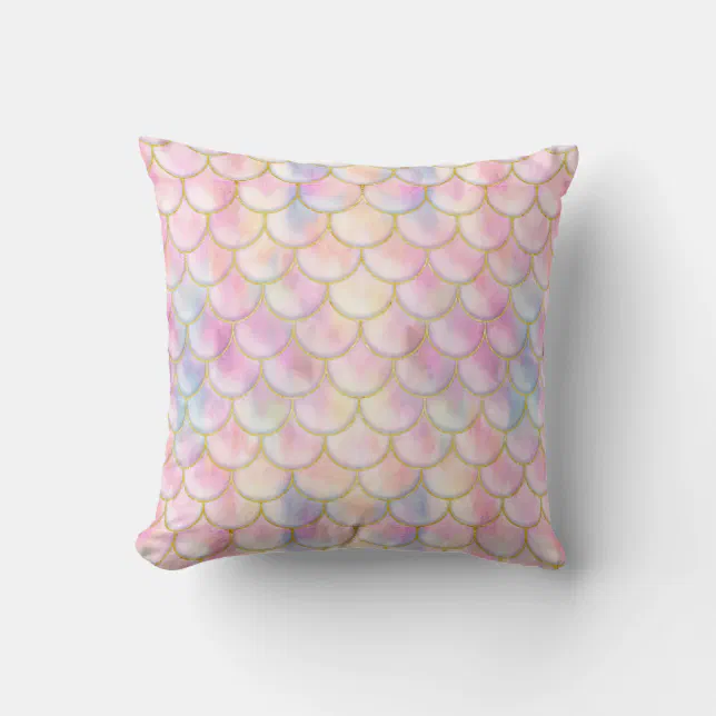 Pastel Iridescent Mermaid Scales Pattern Throw Pillow | Zazzle