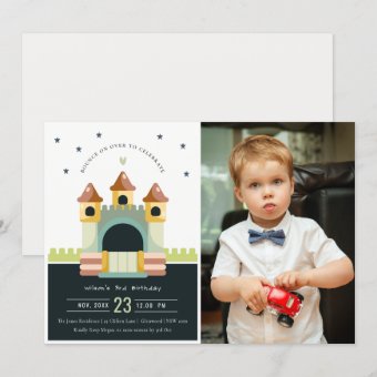Pastel Jumping Castle Jump Photo Kids Birthday Invitation | Zazzle