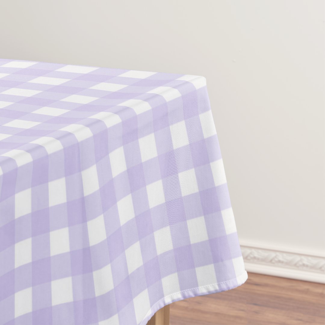 Pastel Lavender Gingham Checks Pattern Tablecloth | Zazzle
