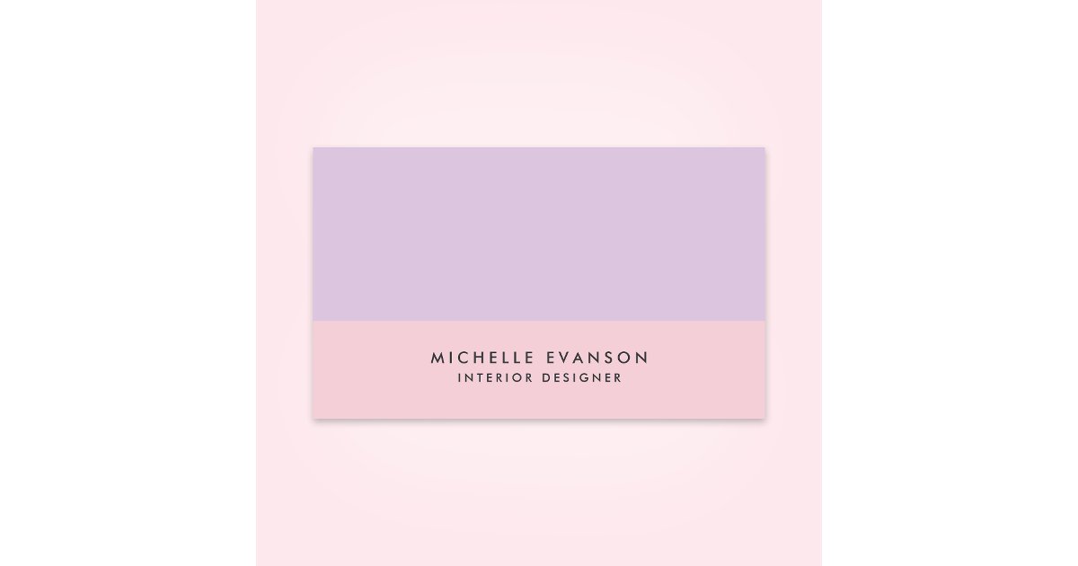 Pastel Lavender Purple and Pink Colorblock Simple Business Card | Zazzle