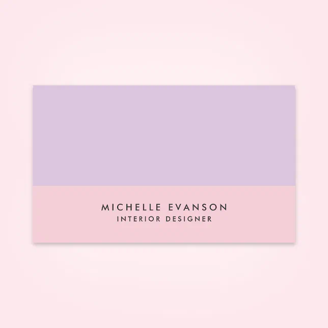 Pastel Lavender Purple and Pink Colorblock Simple Business Card | Zazzle