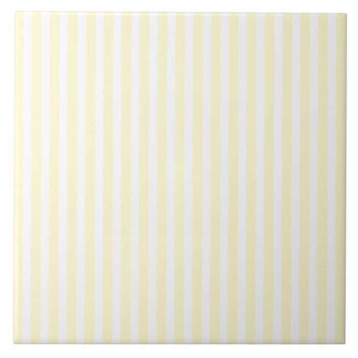 Pastel Lemon Yellow and White Stripes Pale Yellow Tile | Zazzle.com