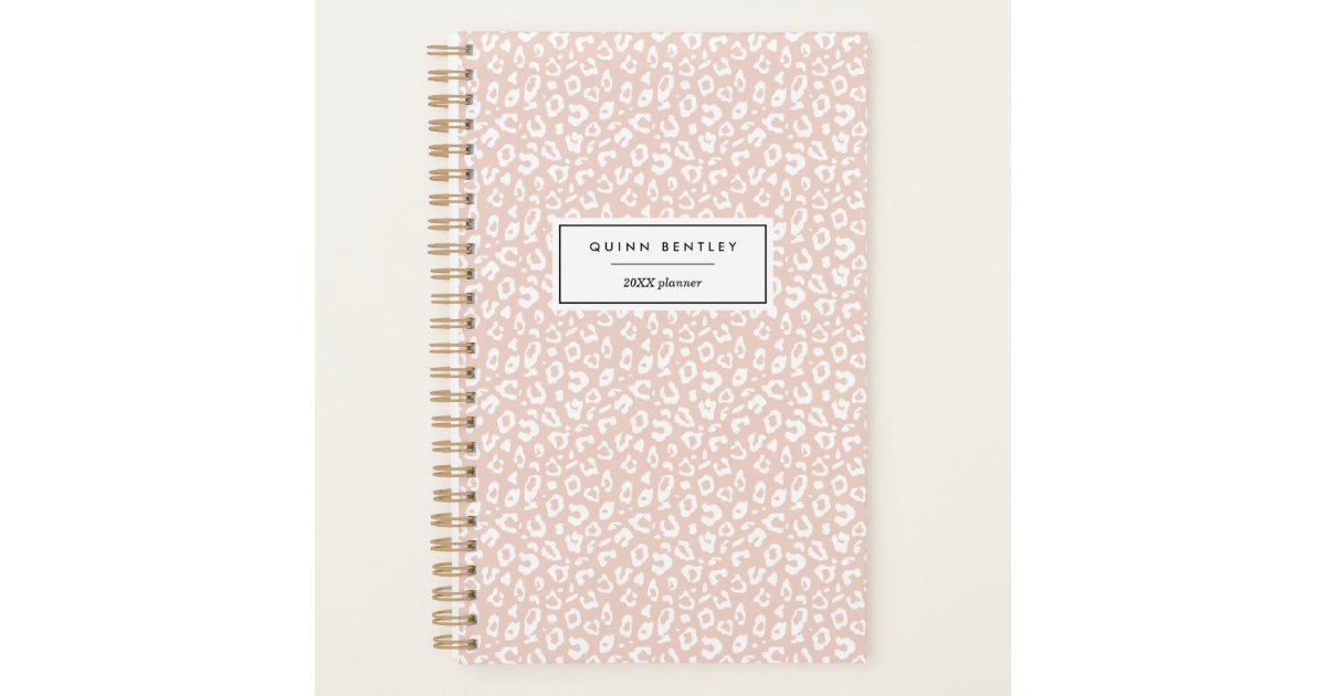 Pastel Leopard Print Personalized Planner | Blush | Zazzle