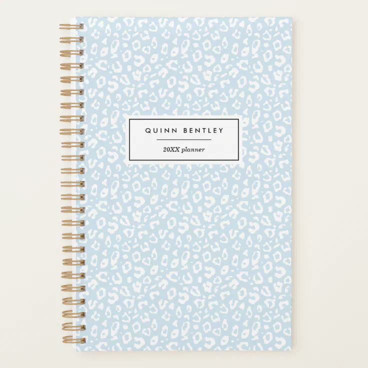 Pastel Leopard Print Personalized Planner | Sky | Zazzle
