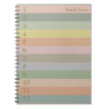 Pastel Lines with Large Gold Numbers Notebook | Zazzle
