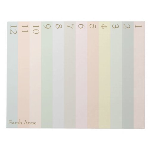 Pastel Lines with Large Gold Numbers Notepad | Zazzle