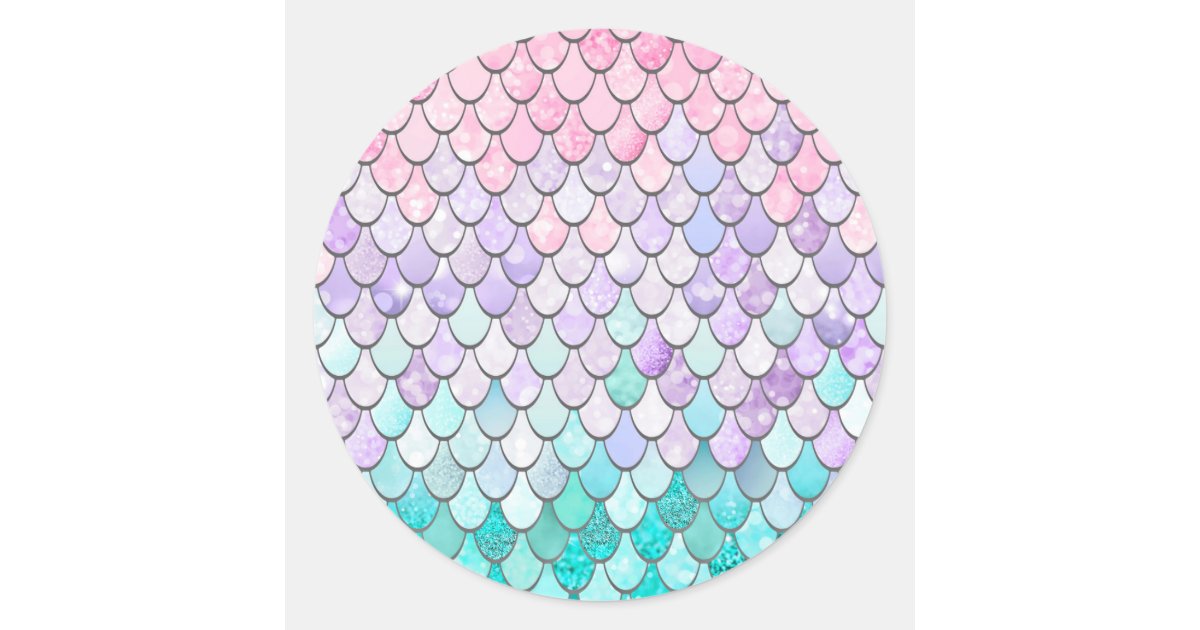 Pastel Mermaid Scales Classic Round Sticker | Zazzle