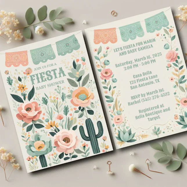 Pastel Mexican Fiesta Baby Shower Invitation | Zazzle