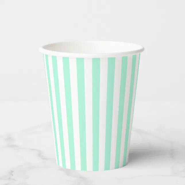Pastel Mint Green Stripes Summer Striped Paper Cups | Zazzle