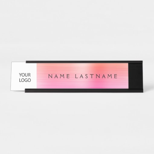 Pastel Modern Custom Logo Executive Professional Desk Name Plate | Zazzle