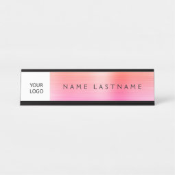 Pastel Modern Custom Logo Executive Professional Desk Name Plate | Zazzle
