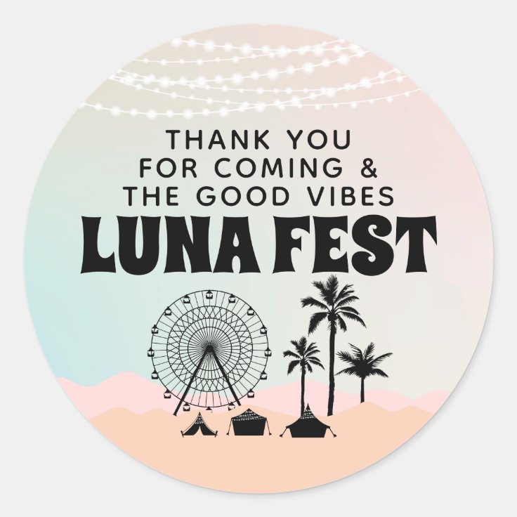 Pastel Music Festival Thank You Classic Round Sticker | Zazzle