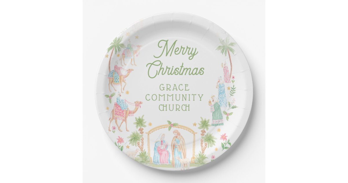 Pastel Nativity Frame Paper Plates | Zazzle