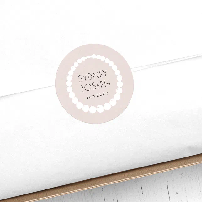 Pastel Necklace Logo | Jewelry Design Classic Round Sticker | Zazzle