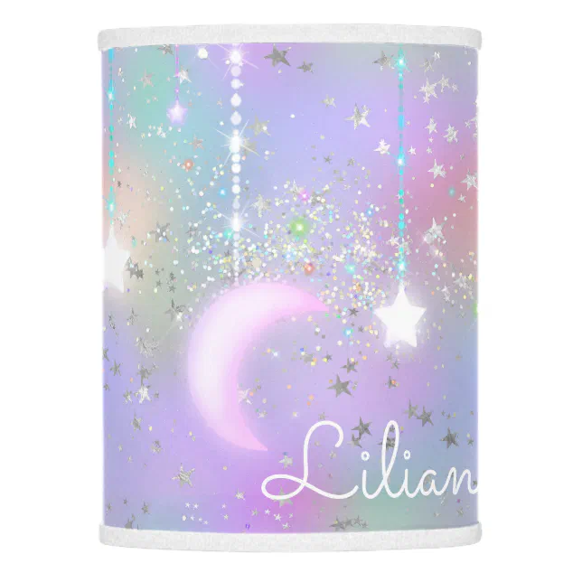 Pastel night sky glowing moon stars lamp shade | Zazzle