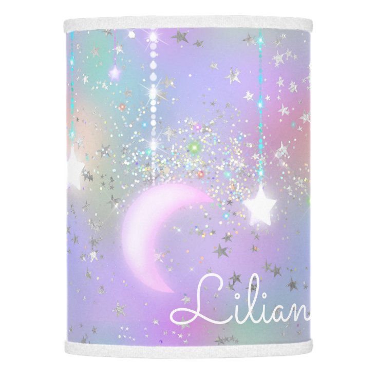 Pastel night sky glowing moon stars lamp shade | Zazzle