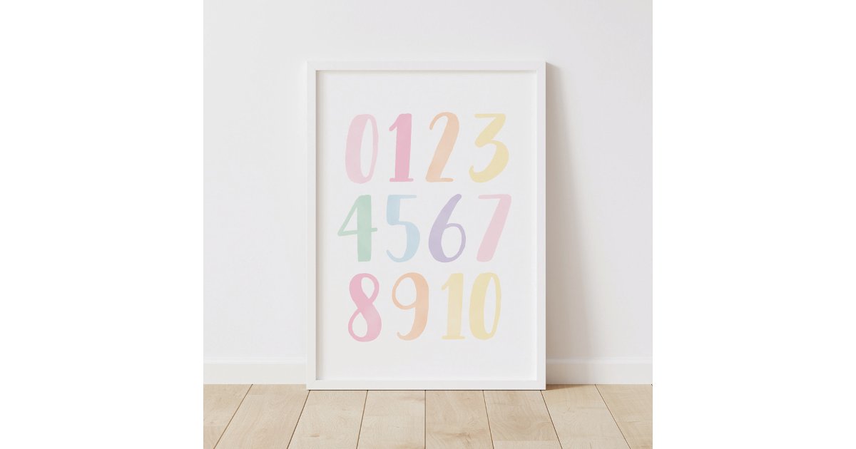 Pastel Numbers Educational Counting Poster | Zazzle