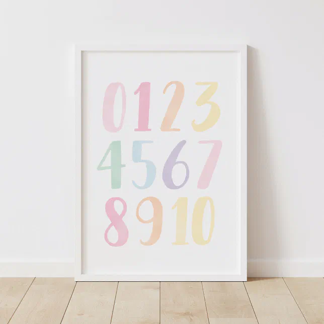 Pastel Numbers Educational Counting Poster | Zazzle