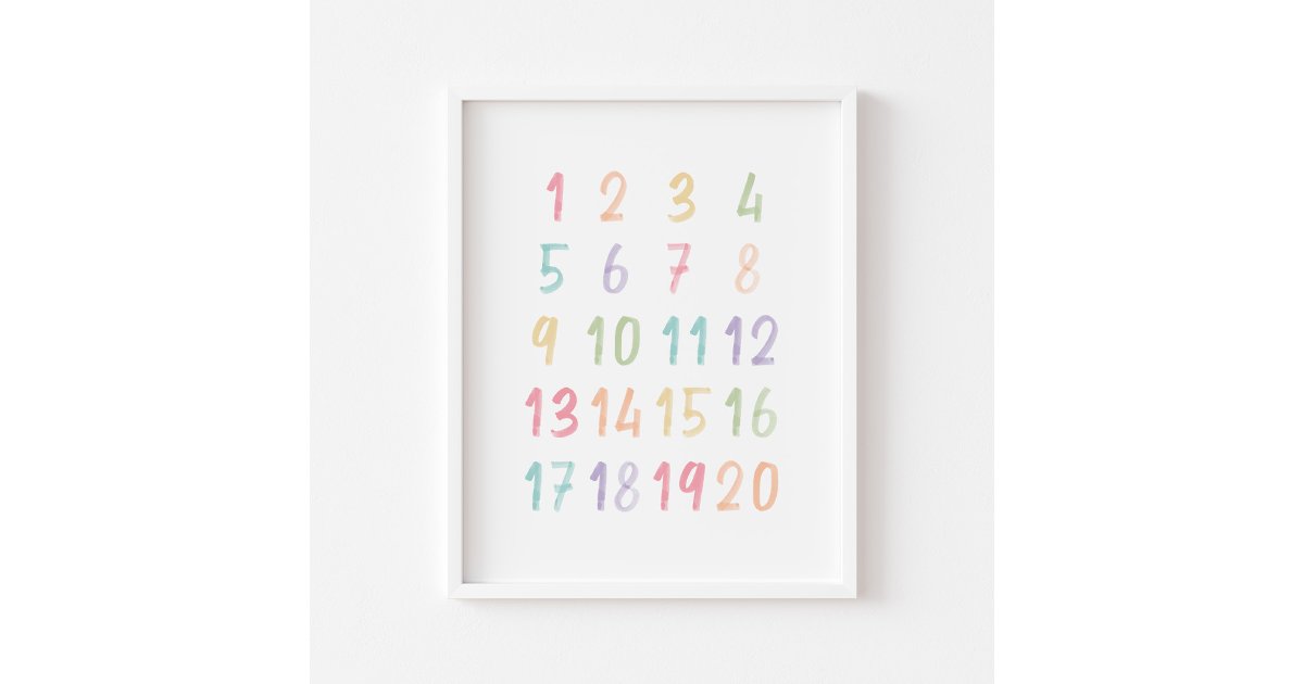 Pastel Numbers educational poster | Zazzle